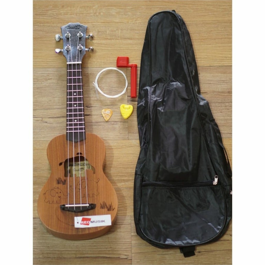 Ukulele Cowboy Soprano Motif - Red Musik Bali